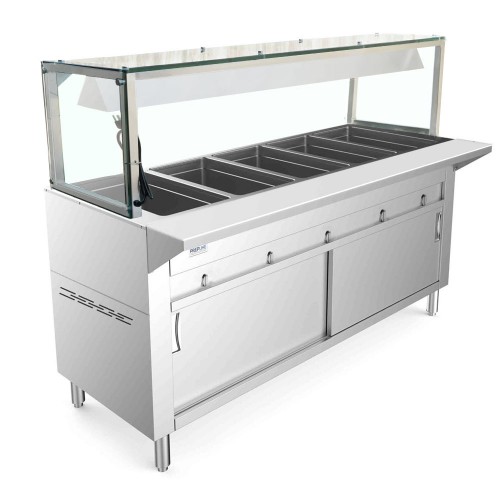 WowPrep 74" Five Well Gas Hot Food Steam Table with Lighted Sneeze ...